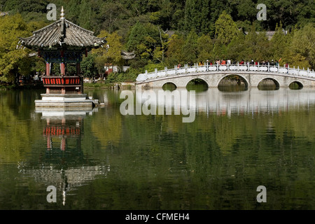 Black Dragon Pool Park, Lijiang, Yunnan, China, with Ming dynasty ...
