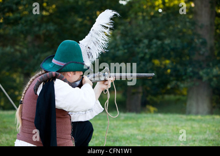 Historian Tim Eagling shooting a 16th century musket at living history ...