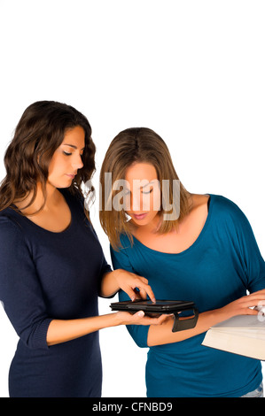 Comparison of a tablet and a book isolated on white. Battery life ...