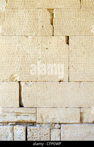 Gortyn. Crete. Greece. Part view of the famous Law Code which is ...