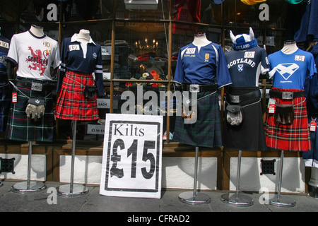Scottish kilts on sale in an Edinburgh shop,Scotland,UK Stock Photo - Alamy