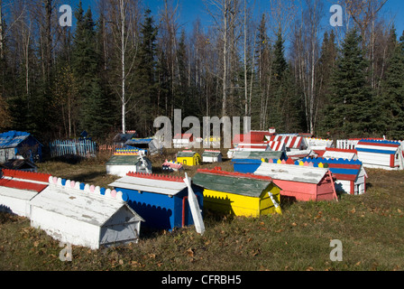 Athabaskan spirit houses in cemetery, Eklutna Historical Park, Eklutna ...