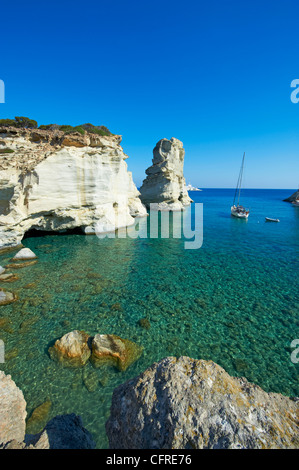 Kleftiko bay, white cliffs of Kleftiko, Milos, Cyclades Islands, Greek ...