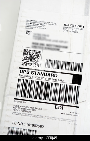 UPS tracking barcode england uk Stock Photo - Alamy