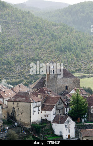 Traditional Architecture of Pyrenees Village of Anso. Huesca. Spain ...