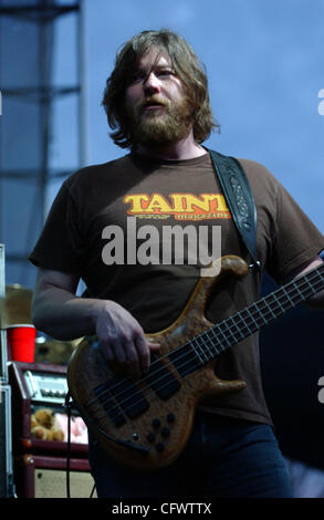Bass Guitarist in the band Moe Foe Stock Photo - Alamy
