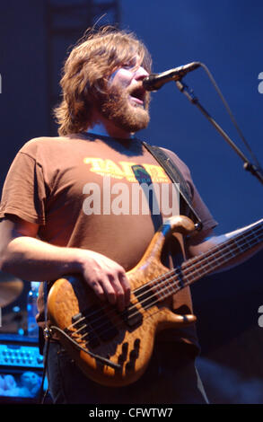 Bass Guitarist in the band Moe Foe Stock Photo - Alamy