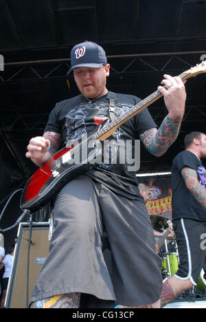 Chad Gilbert of New Found Glory performing on stage during Vans Warped ...