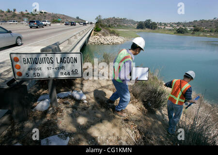 Aug 21, 2007, Carlsbad, California, USA Caltrans bridge inspectors at ...