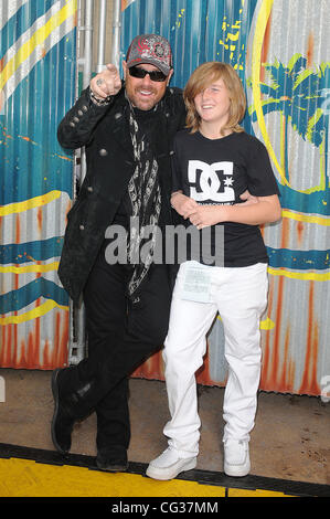 Jason Bonham and Jager Bonham appear prior to the Miami Dolphins vs ...