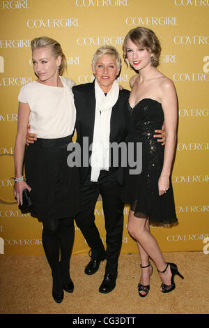 Taylor Swift, Ellen Degeneres and Portia De Rossi at the Cover Girl ...