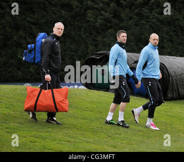 Tottenham players take part in a training session ahead of Thursday's ...