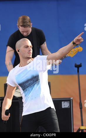 24th Aug 2012. Max George on stage for THE WANTED and Tyra Banks in ...