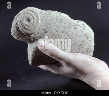 Jerusalem, Israel. 29-Aug-2012. A stone figurine of a ram, from the New ...