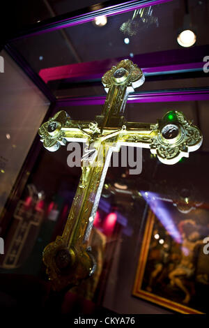 Saint-Nicolas de Veroce baroque church. Representation of the Holy ...