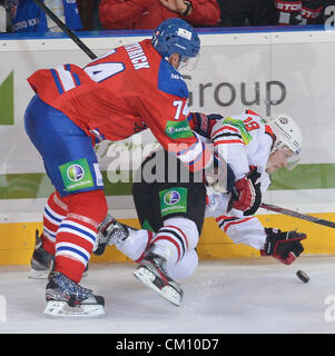 KHL ice hockey match, Lev Praha vs Dinamo Riga, Czech Republic, Prague ...