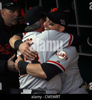 San Francisco Giants second baseman Christian Koss fields a ground out ...