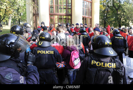 Czech riot police officers were seen guarding Prague on the occasion of ...