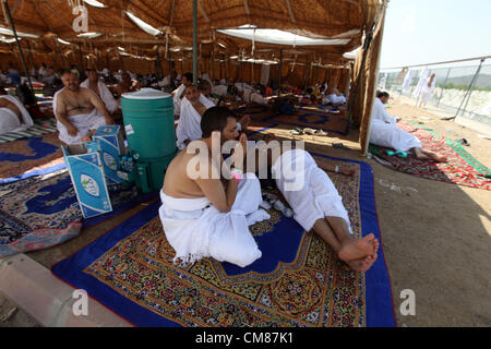 A Muslim pilgrim prays at the Grand Mosque during the annual Hajj ...