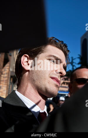 2 June 2012 - New York - Actor Andrew Garfield delivers a Chilean Rose ...