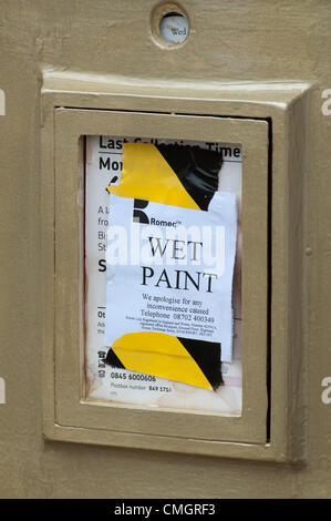 8th Aug 2012. Postbox painted gold commemorating Nick Skelton`s ...