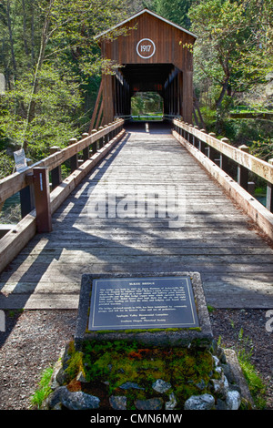 OR, Jackson County, McKee Covered Bridge, built in 1917, spans the ...