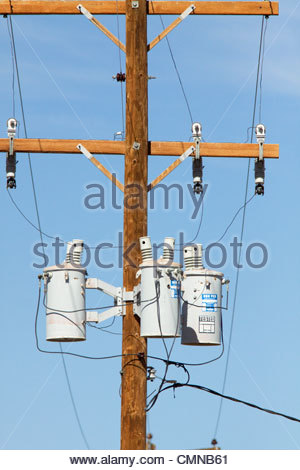 Pole mounted three phase transformer-1 Stock Photo - Alamy