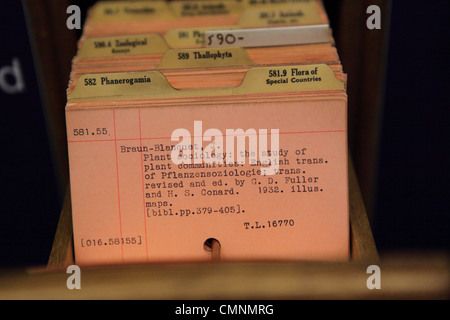 Old fashioned card index system at Sheffield's central library Stock ...