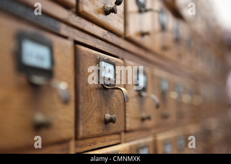 Old fashioned card index system at Sheffield's central library Stock ...