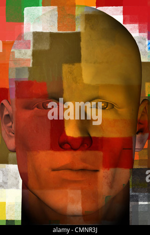 abstract painting of square shapes. 3D rendering Stock Photo - Alamy