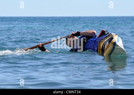 Rolling a sea kayak in the Sea of Cortez, Loreto Bay National Park ...