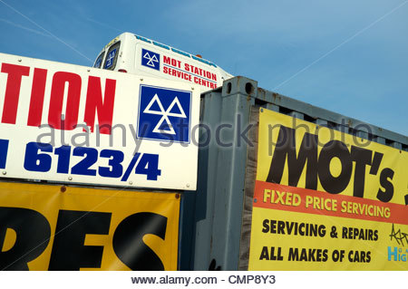 MOT Vehicle Testing Centre sign including diesel emissions testing ...