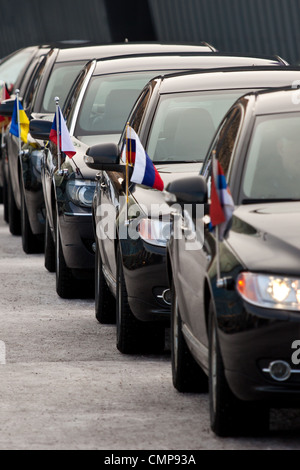 Diplomatic cars with flags Stock Photo - Alamy