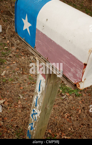 Vintage mailbox with red flag outdoors Stock Photo - Alamy