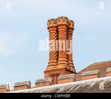 Tudor brickwork chimneys with distinctive patterns at Hampton Court ...