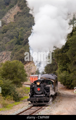 ACLO 2-6-2T Quincy Railroad No. 2 pulls a passenger train through Niles ...