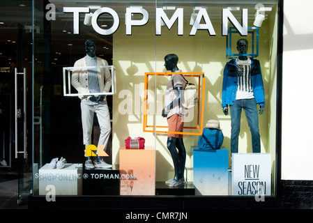 Topman high street fashion store sign logo Stock Photo - Alamy