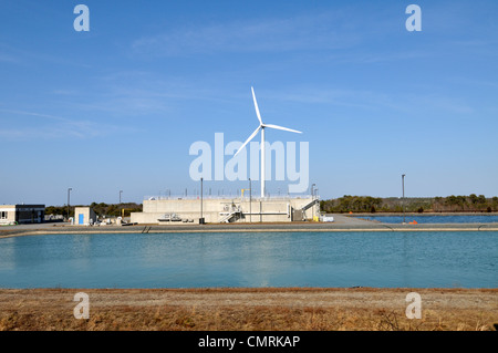 Wind turbine at wastewater treatment facility in Falmouth, Cape Cod ...
