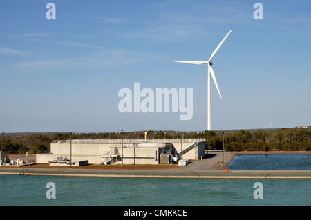 Wind turbine at wastewater treatment facility in Falmouth, Cape Cod ...