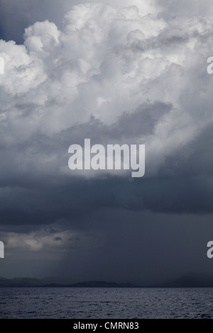 Yacht and rain storm over Nadi area, Viti Levu, Fiji, South Pacific ...