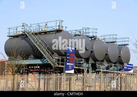 Above ground fuel storage tank in the rail yard in Dunsmuir, California ...
