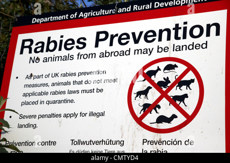 Rabies prevention sign for the UK Stock Photo - Alamy