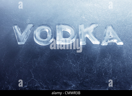 Word Vodka written with real ice letters Stock Photo - Alamy