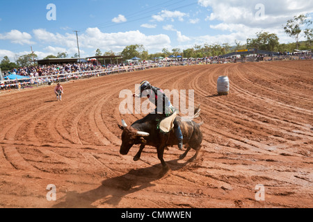 Bull rider in action at Mt Garnet Rodeo. Mt Garnet, Queensland ...