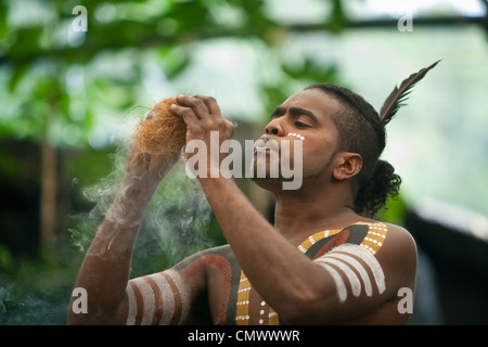 Indigenous performers using traditional methods to make fire. Cairns ...