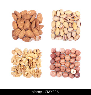 Collage with tasty peanuts on white background Stock Photo - Alamy