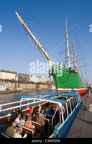 The Rickmer Rickmers, a three-masted green painted rigged 19th-century ...