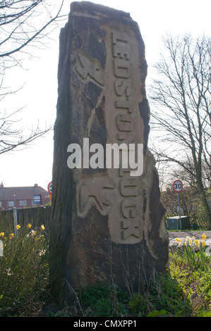 Ledston Luck stone name obelisk Stock Photo - Alamy