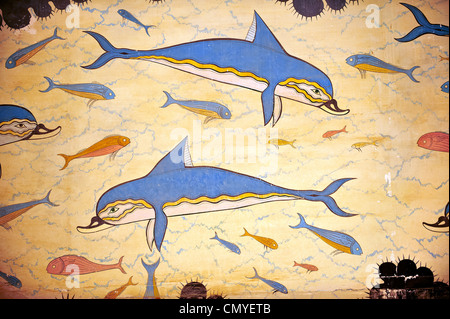 Frescoes, Dolphins wall painting, Palace of the Minoans, Knossos, Crete ...