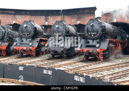 German steam locomotives at Hilbersdorf Steam Shed near Chemnitz ...